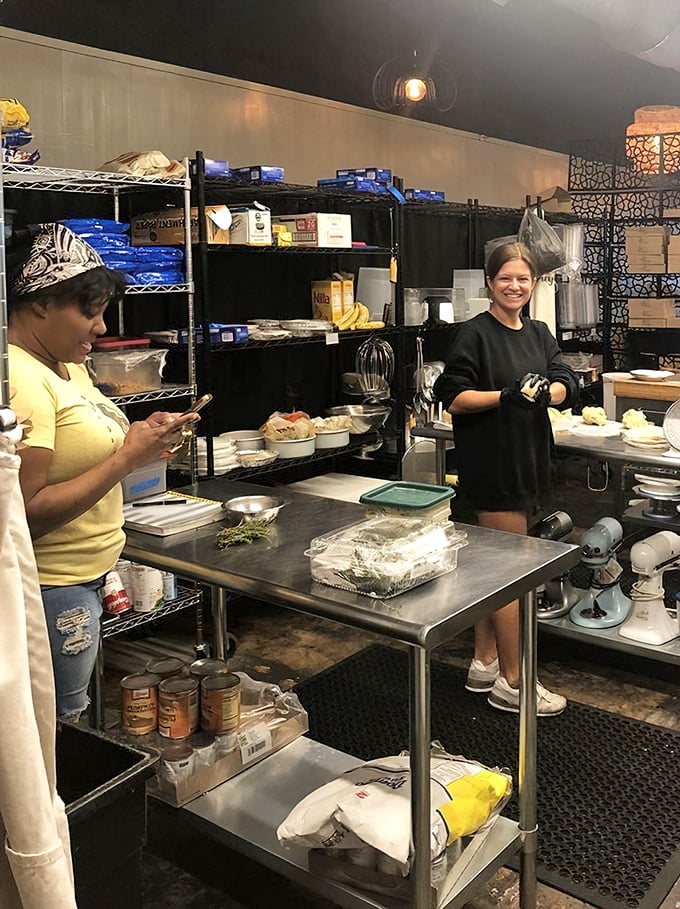 Behind the scenes in the kitchen, where butter, sugar, and fruit transform into edible art.