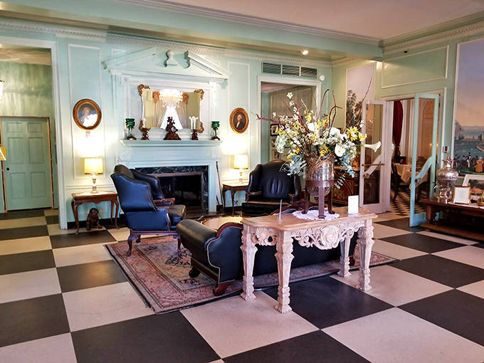 The main lobby invites guests to sink into plush seating beside a stately fireplace &ndash; the perfect spot to enjoy a pre-dinner cocktail or post-meal conversation.