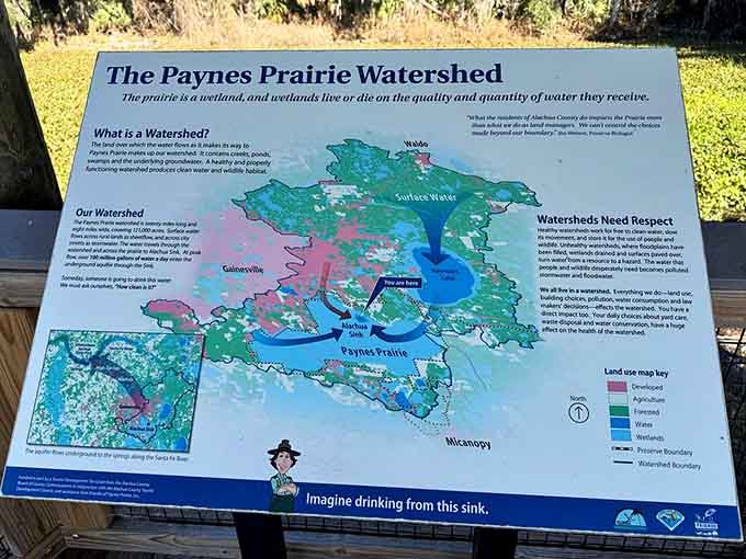 Educational signs throughout the preserve help visitors understand the delicate balance of this unique ecosystem and watershed.
