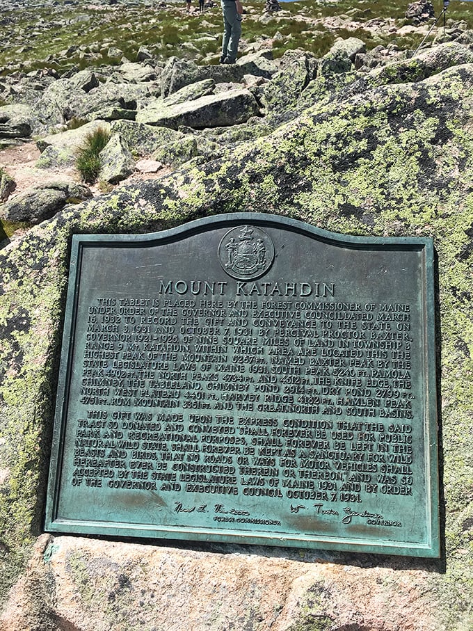 Mount Katahdin's bronze biography: where history is literally set in stone at Maine's highest point.