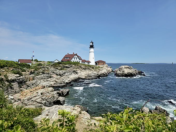 Portland Head Light stands sentinel on rugged Maine coastline, exactly as it has since George Washington's presidency.