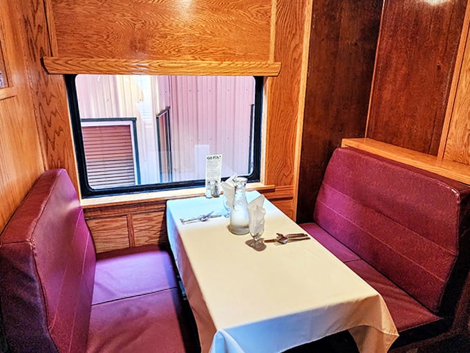 Intimate dining for two awaits in this cozy booth, where romance is served alongside every course.