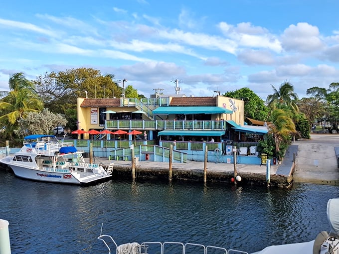Sharkey's serves up waterfront dining where boats pull up to dock and appetites pull up to tables.