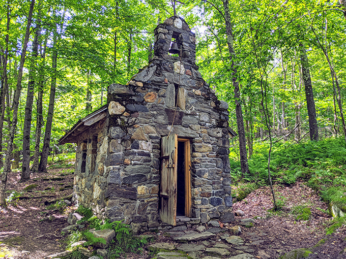 Hidden in the woods, this stone chapel offers a moment of quiet reflection &ndash; a secret spot where the mountain air feels somehow more sacred.