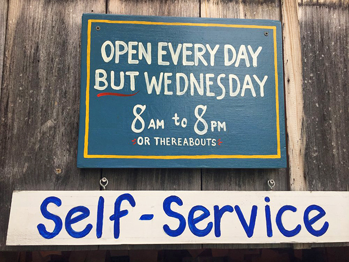 "Open Every Day But Wednesday, 8am to 8pm, Or Thereabouts"&mdash;a schedule that perfectly captures Vermont's refreshingly relaxed approach to business.