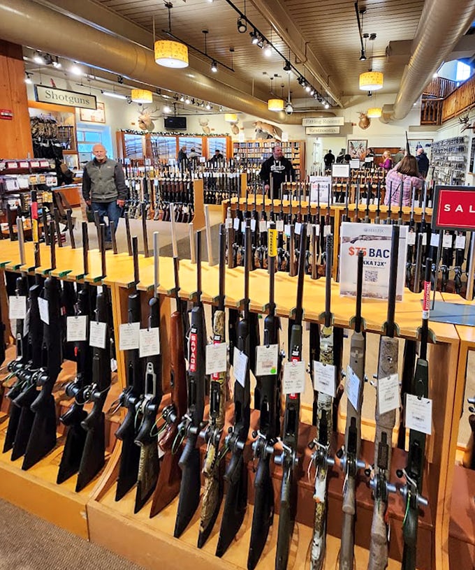 For some, this is what heaven looks like – rows of quality firearms for hunting enthusiasts in a setting that respects both tradition and safety.