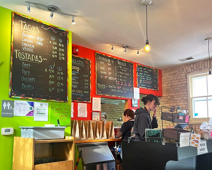 The chalkboard menu changes with the seasons and availability – a sign of a kitchen that cares about freshness.