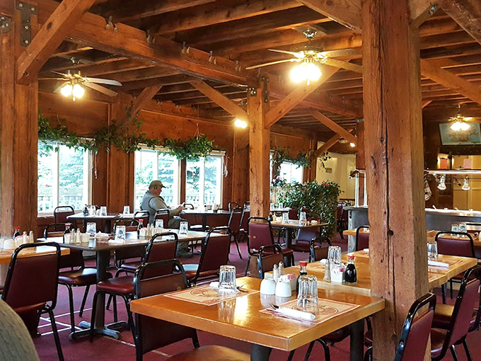 The dining room feels like eating in a particularly delicious treehouse &ndash; those wooden beams have witnessed countless "mmm" moments.