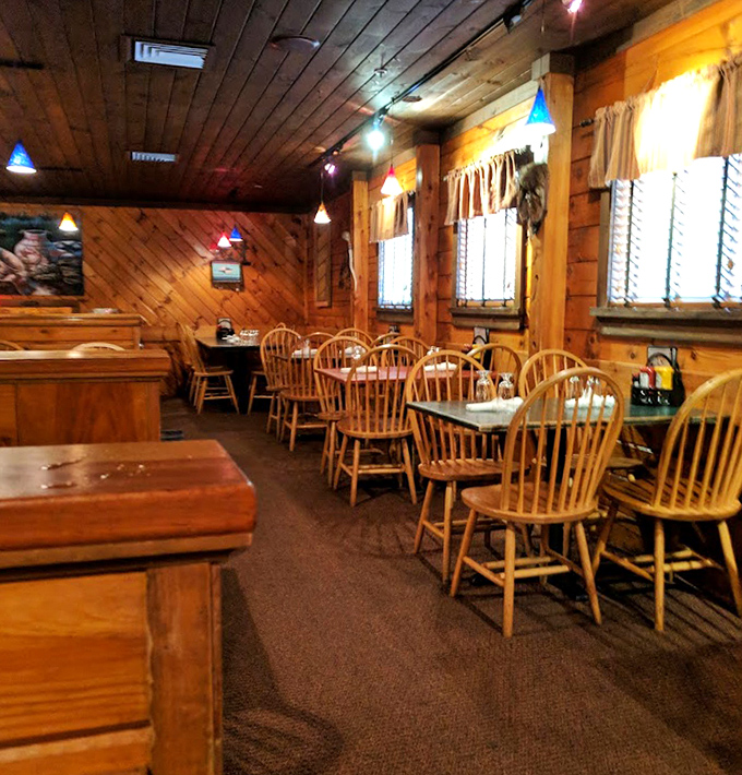 The dining room's wooden charm creates an atmosphere where conversations flow as easily as the drinks &ndash; casual elegance at its finest.