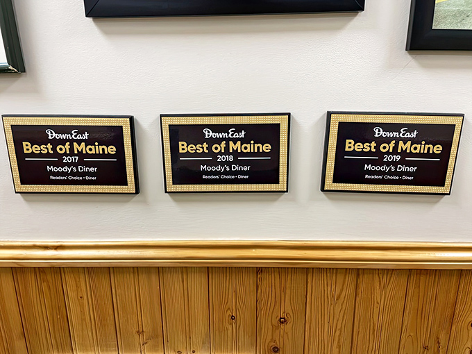 Award plaques tell the story of consistency and excellence that keeps bringing visitors back year after year.