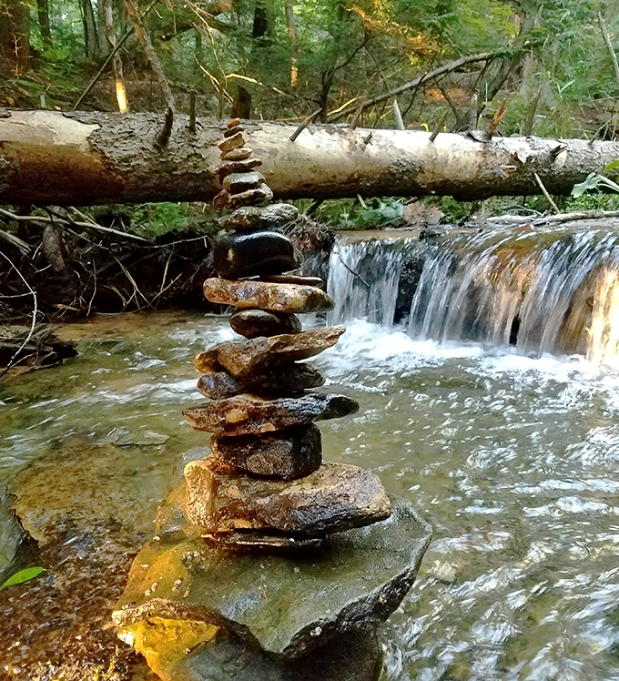 Someone's rocky meditation &ndash; these balanced stones stand as temporary monuments to moments of perfect peace.