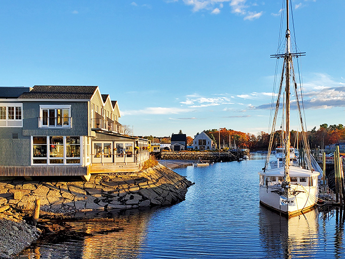 Boats of all sizes fill Kennebunkport's harbor, where the town's maritime heritage remains alive in every view.