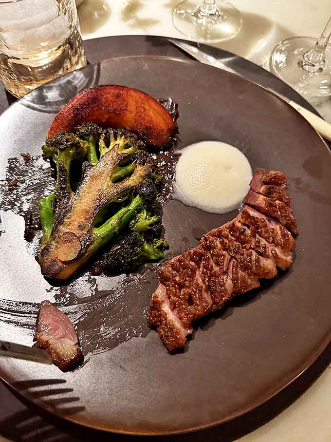 This artfully plated dish proves that farm-to-table cuisine can be both rustic and refined in equal, delicious measure.