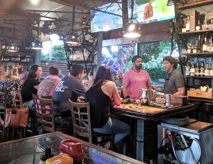 Where locals and tourists become friends &ndash; the bar area buzzes with conversation, laughter, and the clinking of glasses filled with craft beer.