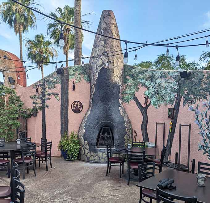 That outdoor oven isn't just for show, it's a hardworking flavor factory that helps create the magic on your plate.