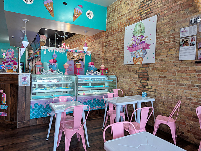 The counter area gleams with possibility &ndash; each display case a window into frozen treasures waiting to be scooped, swirled, and savored.