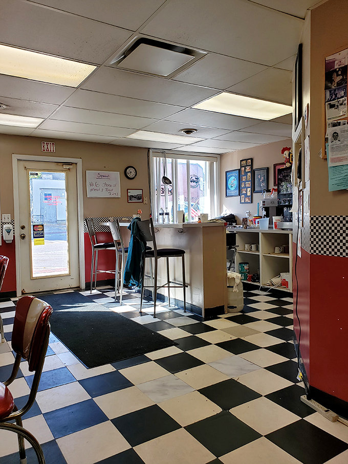 The classic black and white checkered floor welcomes you like an old friend. This counter area has seen thousands of first-time gizzard experiences.