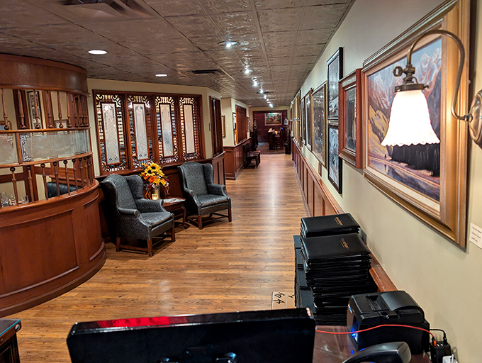 The hallway feels like walking through Arizona history, with polished wood floors that have supported generations of hungry patrons.
