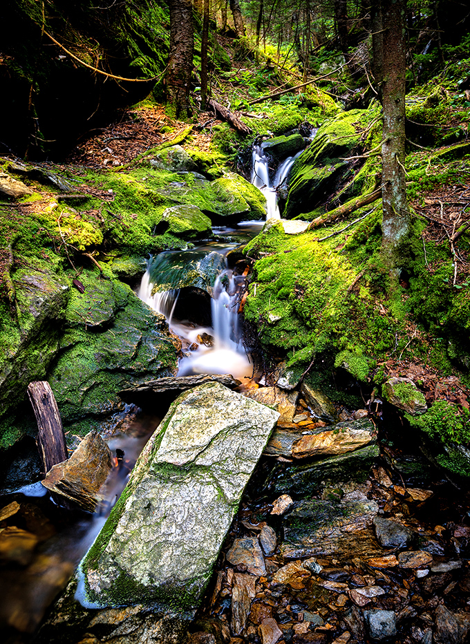 Vermont's version of a spa treatment: moss-covered rocks and the soothing sounds of water creating nature's perfect relaxation station.