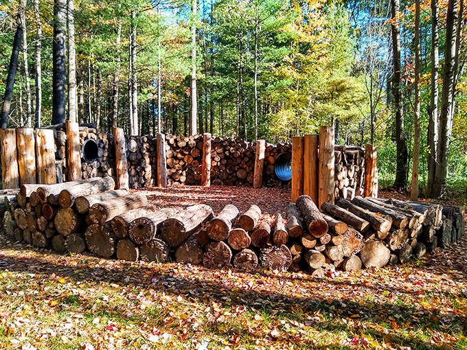 This rustic log arrangement isn't just functional seating &ndash; it's an invitation to pause, breathe deeply, and reconnect with simpler pleasures.