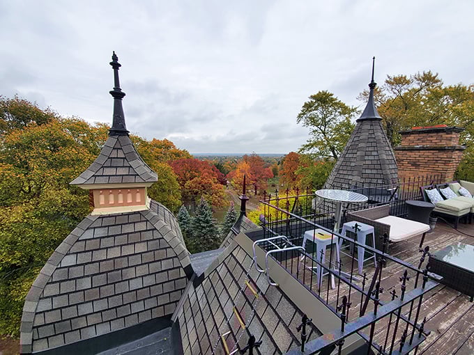 The rooftop deck offers breathtaking panoramic views of Kalamazoo's autumn splendor&mdash;a feast for the eyes to complement the feast for the palate.