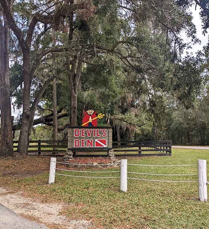 The signage promises prehistoric springs and delivers on that promise better than most things that use "prehistoric" in their marketing materials these days.