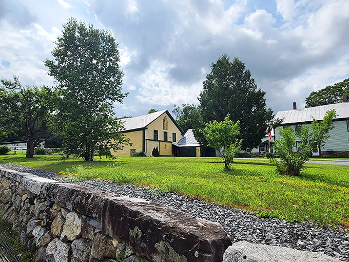 Stone walls and historic buildings create East Corinth's distinctive village character, where every structure seems to have a story worth hearing.