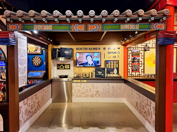 South Korea's SPAM exhibit reveals how American GI rations transformed into luxury gift items, complete with ornate packaging and traditional Korean design elements.