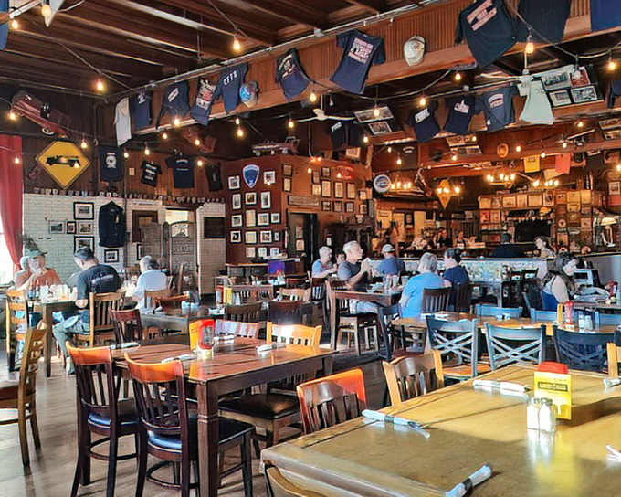 The dining room buzzes with conversation and laughter as families and friends gather under the watchful eyes of Barre's firefighting history.