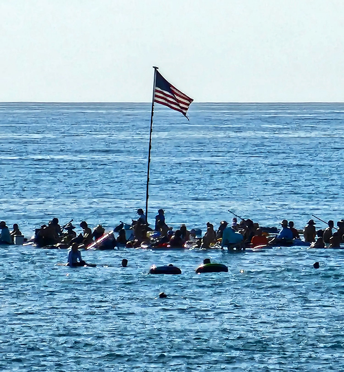 Independence Day celebration, Florida-style &ndash; where patriotic gatherings happen in flippers instead of parade stands.