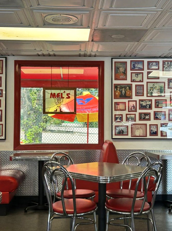 The interior walls tell stories of satisfied customers through decades of photos, creating a museum of mealtime memories.