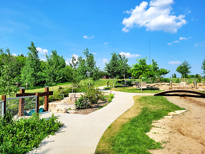 Winding paths invite exploration through a landscape designed for discovery, where every turn reveals new adventures.