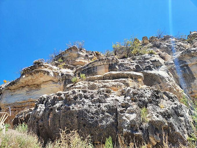 Stratified limestone layers tell the geological story of this landscape, once an ancient seabed now risen thousands of feet.