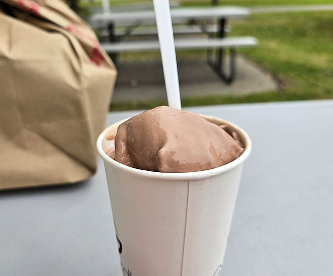 Chocolate frappe heaven! This Gifford's masterpiece isn't just a drink &ndash; it's a spoonable Maine tradition that demands a moment of silence.