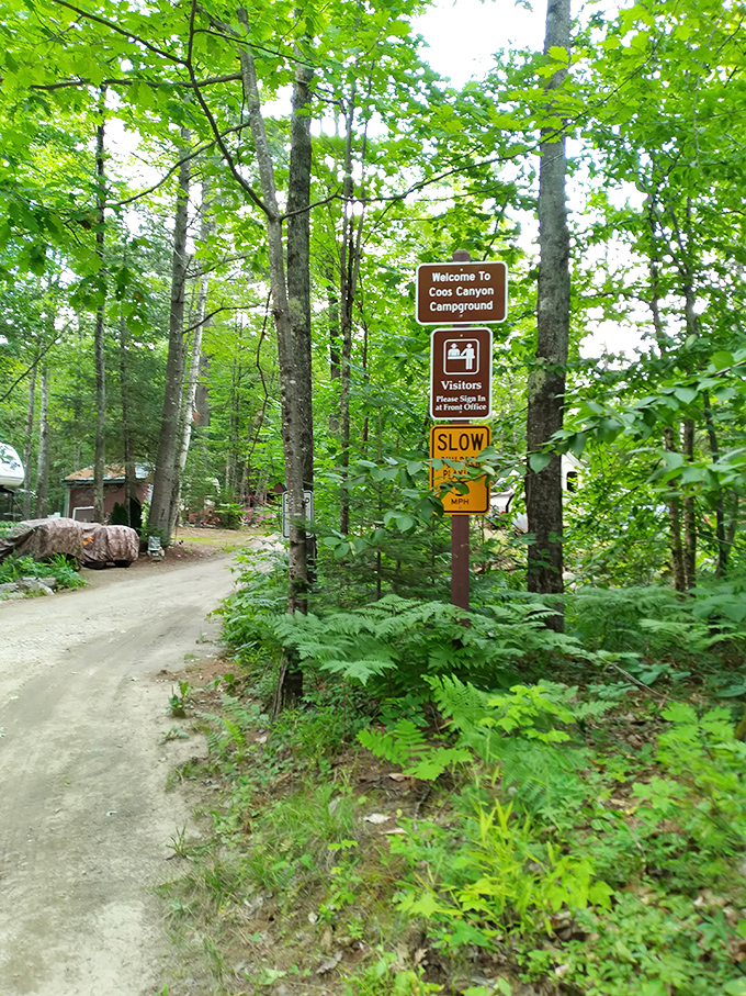 The entrance to Coos Canyon Campground welcomes outdoor enthusiasts to extend their stay in this natural paradise.