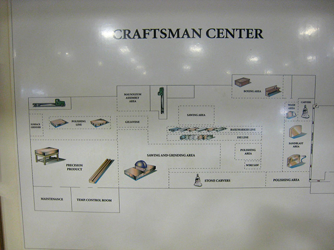 The Craftsman Center's detailed floor plan reveals the complex journey from raw stone to finished masterpiece &ndash; precision in every step.
