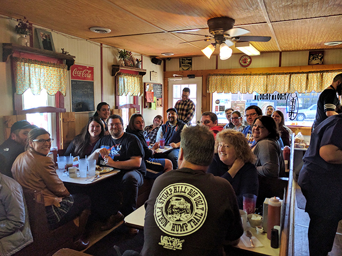 Weekend mornings bring together a cross-section of Michigan life, families, couples, solo diners, all united by the universal language of "pass the syrup, please."