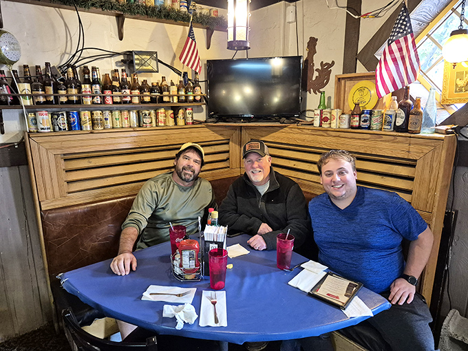 A corner booth filled with happy diners enjoying the simple pleasure of good company and great food. These moments are what Joe's is all about.