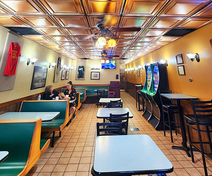 The dining room's nostalgic charm takes you back to a simpler time when calories weren't counted and comfort food reigned supreme.