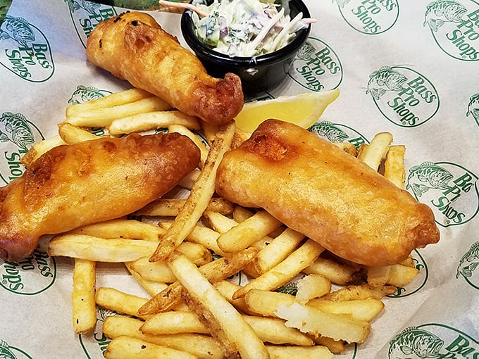 Fish and chips so golden and crisp, Neptune himself would trade his trident for a fork.