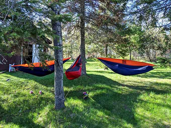 Hammocks strung between island trees offer the perfect spot for afternoon naps, morning coffee, or pretending to read while actually just daydreaming.