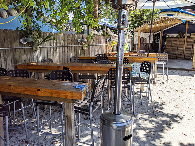 Sandy outdoor seating where you can wiggle your toes while you wait for your seafood feast &ndash; casual Florida dining at its finest.