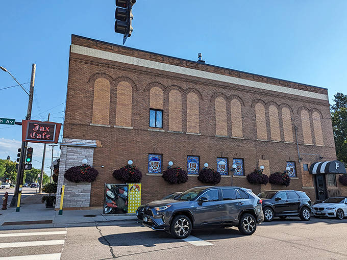 Outside: The unassuming brick exterior belies the culinary treasures within&mdash;Jax doesn't need flashy architecture when its reputation speaks volumes.
