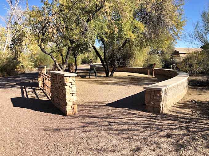Stone walls and thoughtful landscaping show that someone actually cared about making this trail special for everyone.
