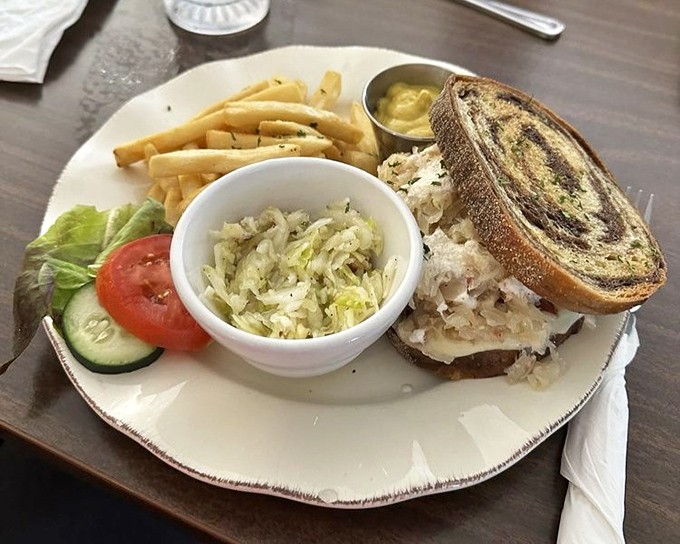 This Reuben sandwich on marbled rye is a beautiful marriage of cultures &ndash; German meets American deli tradition in perfect, melty harmony.