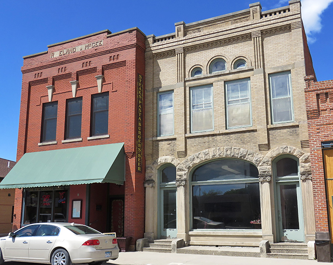 The historic Riseland & McGee Building showcases the architectural pride of a bygone era, when main street businesses built facades meant to impress for generations.