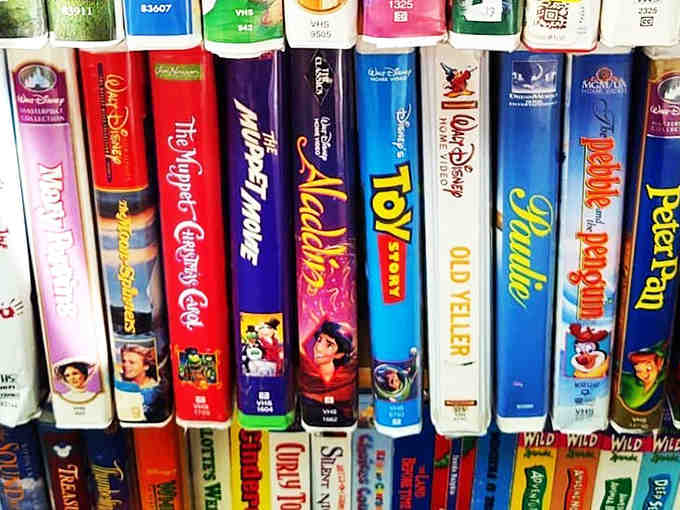 Disney classics in their original VHS glory bring nostalgic smiles to parents who remember the days of "be kind, rewind."