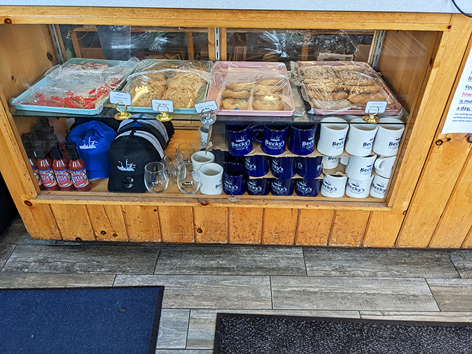 Take home a piece of the experience with Becky's merchandise and baked goods that make saying goodbye a little less painful.