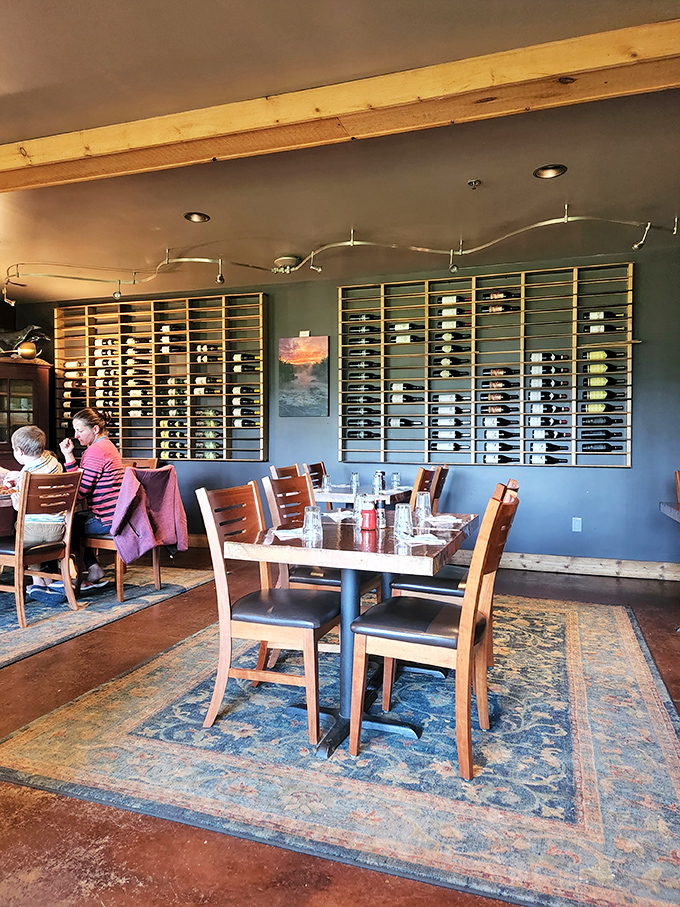 The dining area's wine wall isn't showing off &ndash; it's just quietly confident, like that friend who knows all the best bottles but never makes you feel intimidated.