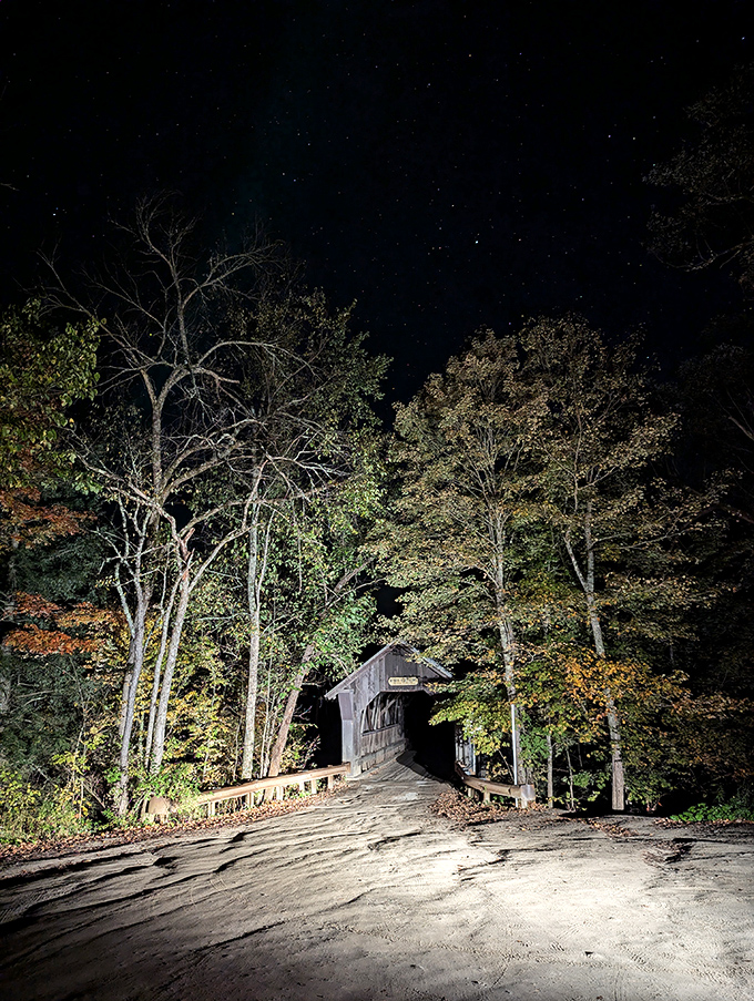 Stars shine above the bridge at night, creating the perfect backdrop for ghost hunting or simply contemplating mortality.